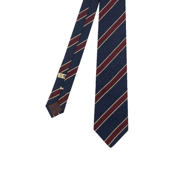 Blue, red & yellow striped regimental silk tie