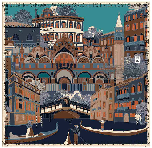 Venice Brown silk scarf 90