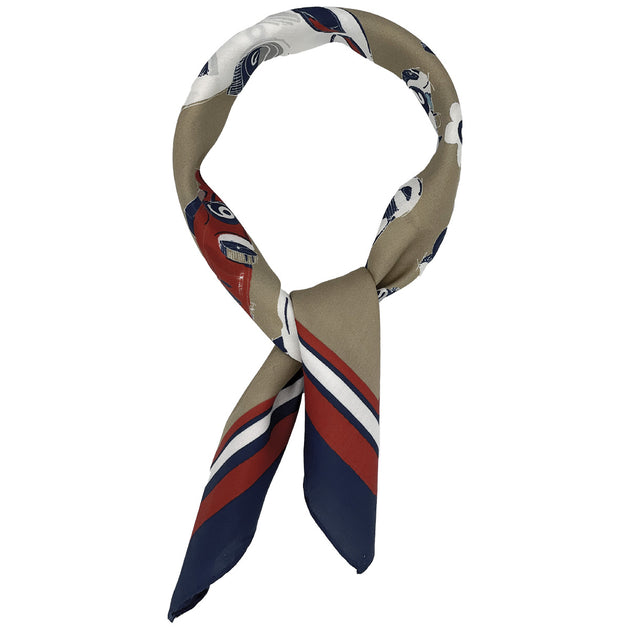 Sand brown vintage car design silk & cotton scarf 60